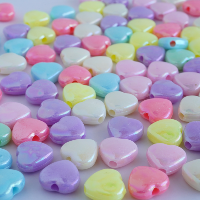 【25g】10mm オーロラカラーのハートのビーズ♪ パステルカラー ☆012 | iichi ハンドメイド・クラフト作品・手仕事品の通販