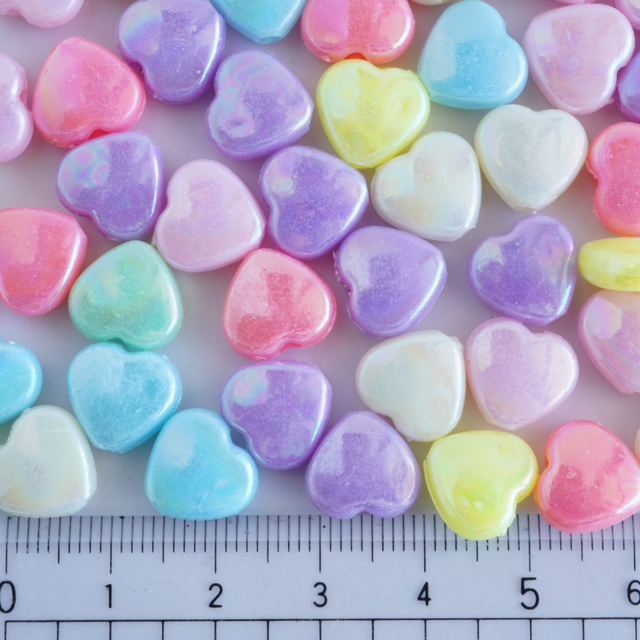 【25g】10mm オーロラカラーのハートのビーズ♪ パステルカラー ☆012 | iichi ハンドメイド・クラフト作品・手仕事品の通販