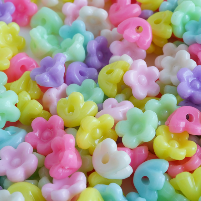 【25g】10mm お花のビーズ パステルカラー ☆027 | iichi ハンドメイド・クラフト作品・手仕事品の通販