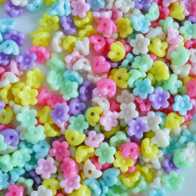【25g】10mm お花のビーズ パステルカラー ☆027 | iichi ハンドメイド・クラフト作品・手仕事品の通販