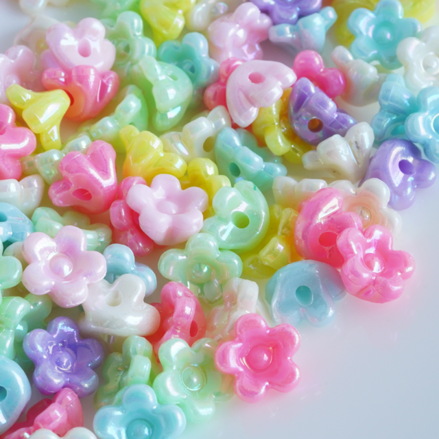 【25g】10mm お花のビーズ パステルカラー ☆028 | iichi ハンドメイド・クラフト作品・手仕事品の通販