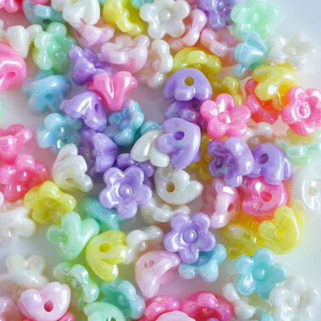 【25g】10mm お花のビーズ パステルカラー ☆028 | iichi ハンドメイド・クラフト作品・手仕事品の通販