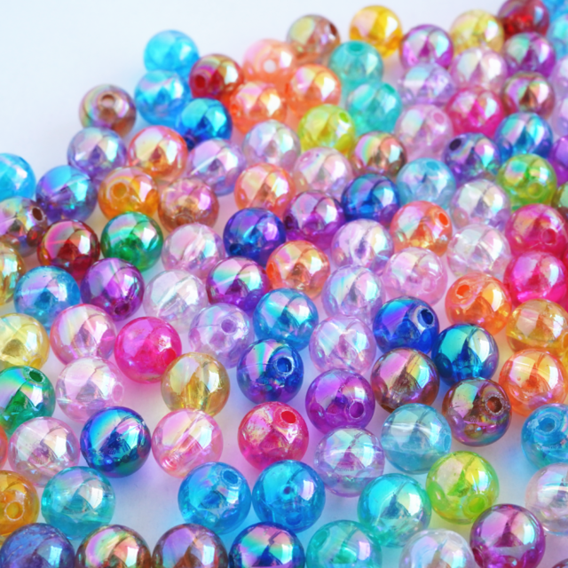 【25g】8mm オーロラカラー ラウンドビーズ ☆ 透明 ☆043 | iichi ハンドメイド・クラフト作品・手仕事品の通販
