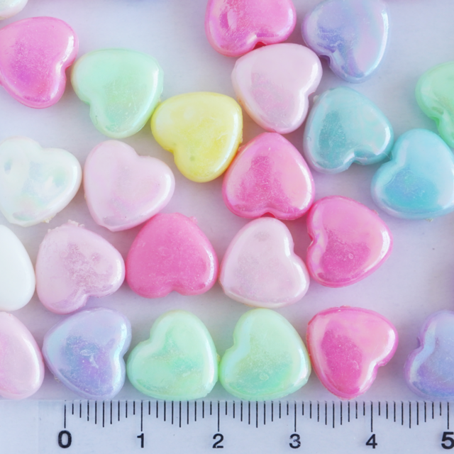 【25g】11mm オーロラカラーのハートのビーズ♪ パステルカラー ☆051 | iichi ハンドメイド・クラフト作品・手仕事品の通販