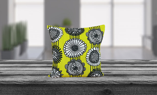 森のクッション Abstract flower Back Yellow green -ヒノキの香り- | iichi ハンドメイド・クラフト作品・手仕事品の通販