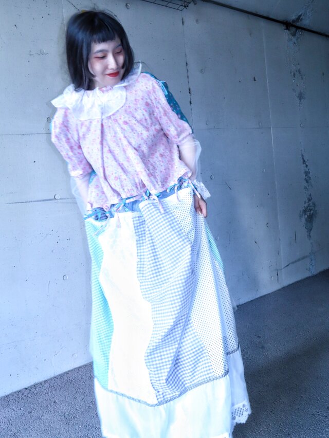 2wayタックデザインワンピース5007BLmeikeiin ハンドメイド | iichi ハンドメイド・クラフト作品・手仕事品の通販