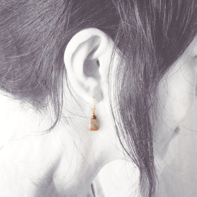 Rectangle Pierce（インプレッションストーン）＜Ⅰ＞ | iichi ハンドメイド・クラフト作品・手仕事品の通販