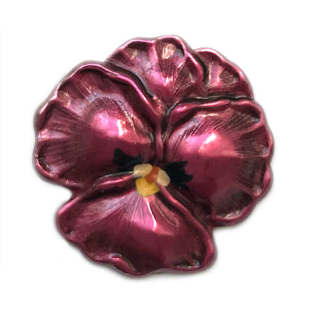 アメリカ製 メタルボタン パンジーL ワインレッド SC ビオラ B-2137すみれ 花 | iichi ハンドメイド・クラフト作品・手仕事品の通販