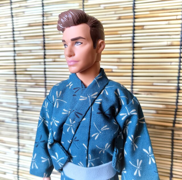 「とんぼ舞う…青」29cm男子ドール浴衣 | iichi ハンドメイド・クラフト作品・手仕事品の通販