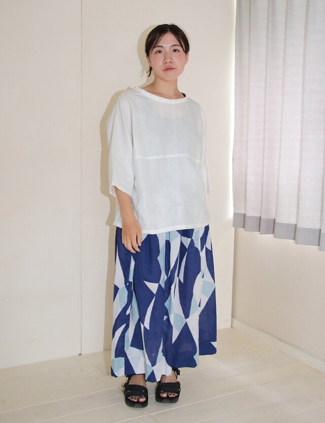 浴衣リメイク 幾何学模様のティアードスカート | iichi ハンドメイド・アンティーク・食品・ギフト・手作り