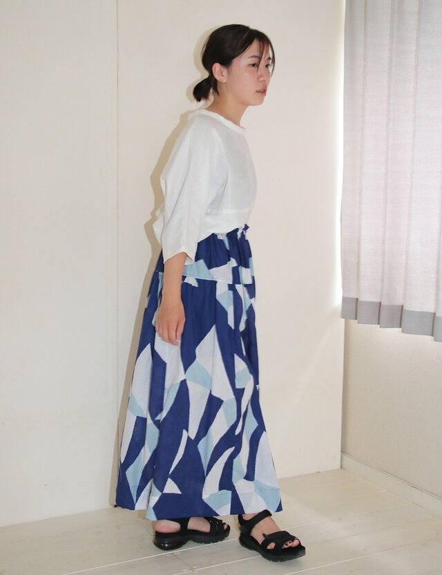 浴衣リメイク 幾何学模様のティアードスカート | iichi ハンドメイド・アンティーク・食品・ギフト・手作り