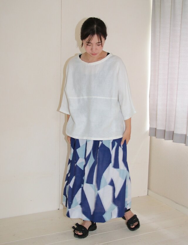 浴衣リメイク 幾何学模様のティアードスカート | iichi ハンドメイド・アンティーク・食品・ギフト・手作り