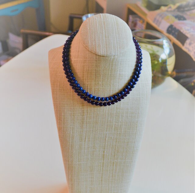 ★ラピスラズリとアメジストのロングネックレス＆ピアス（イヤリング）Set★送料無料♪P | iichi ハンドメイド・クラフト作品・手仕事品の通販