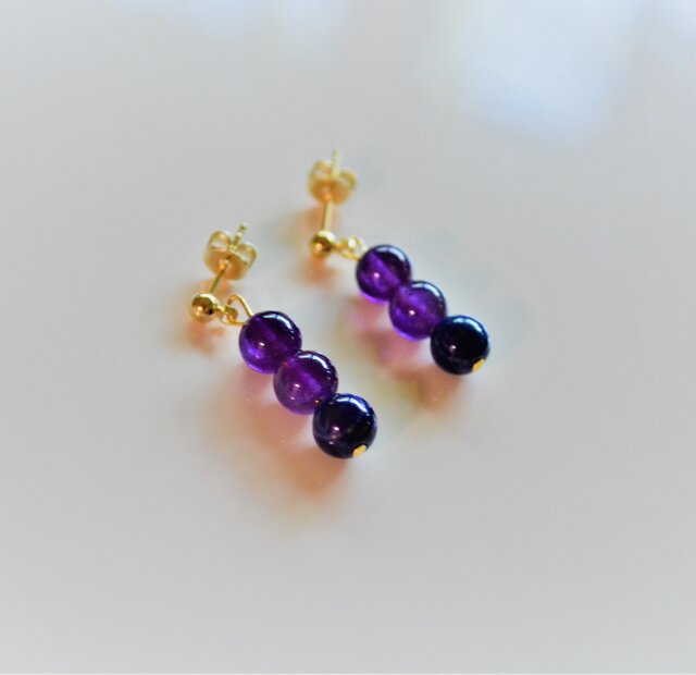 ★ラピスラズリとアメジストのロングネックレス＆ピアス（イヤリング）Set★送料無料♪P | iichi ハンドメイド・クラフト作品・手仕事品の通販