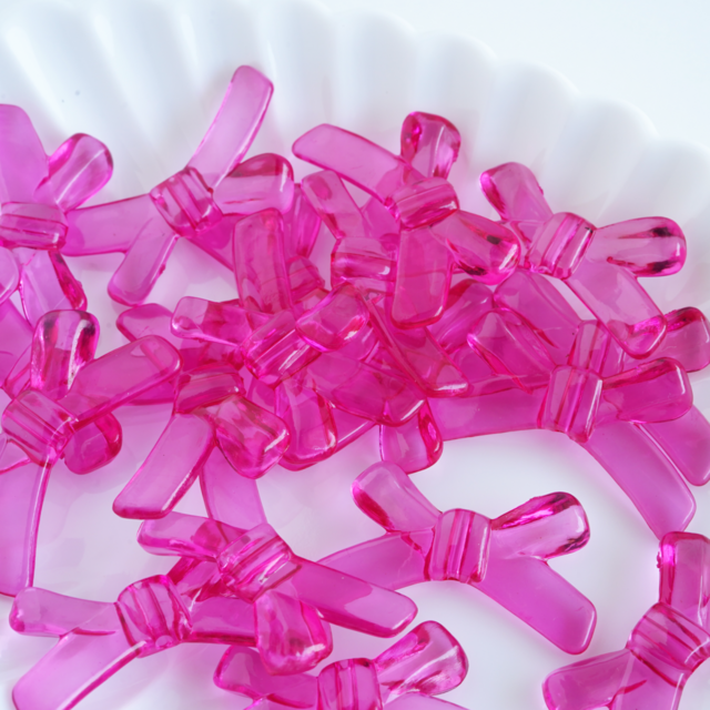 【12個】25mm リボンのビーズ 透明フューシャピンク | iichi ハンドメイド・クラフト作品・手仕事品の通販