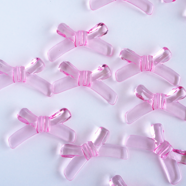 【12個】25mm リボンのビーズ 透明 ピンク | iichi ハンドメイド・クラフト作品・手仕事品の通販