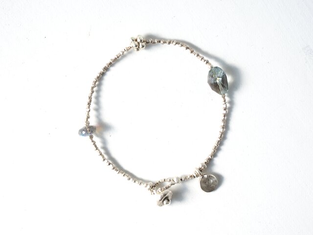 -Moss aquamaline mix- silver bracelet | iichi 日々の暮らしを心地よくするハンドメイドやアンティークのマーケットプレイス