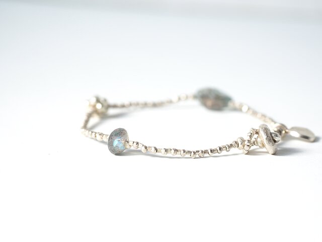 -Moss aquamaline mix- silver bracelet | iichi 日々の暮らしを心地よくするハンドメイドやアンティークのマーケットプレイス
