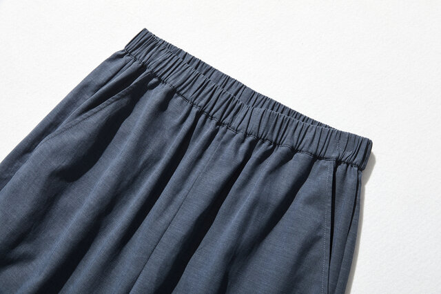 ★2023新色★ウエストが楽な着やせワイドパンツ テンセル リネンロングパンツ 渋みがかった紺色 200907-8 | iichi 日々の暮らしを心地よくするハンドメイドやアンティークの ...
