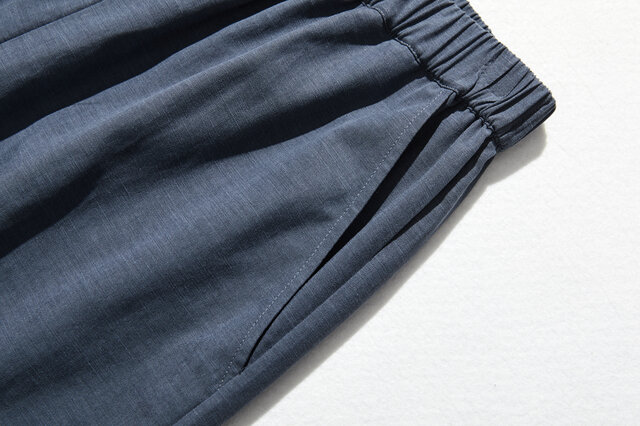 ★2023新色★ウエストが楽な着やせワイドパンツ テンセル リネンロングパンツ 渋みがかった紺色 200907-8 | iichi 日々の暮らしを心地よくするハンドメイドやアンティークの ...