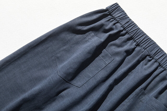 ★2023新色★ウエストが楽な着やせワイドパンツ テンセル リネンロングパンツ 渋みがかった紺色 200907-8 | iichi 日々の暮らしを心地よくするハンドメイドやアンティークの ...