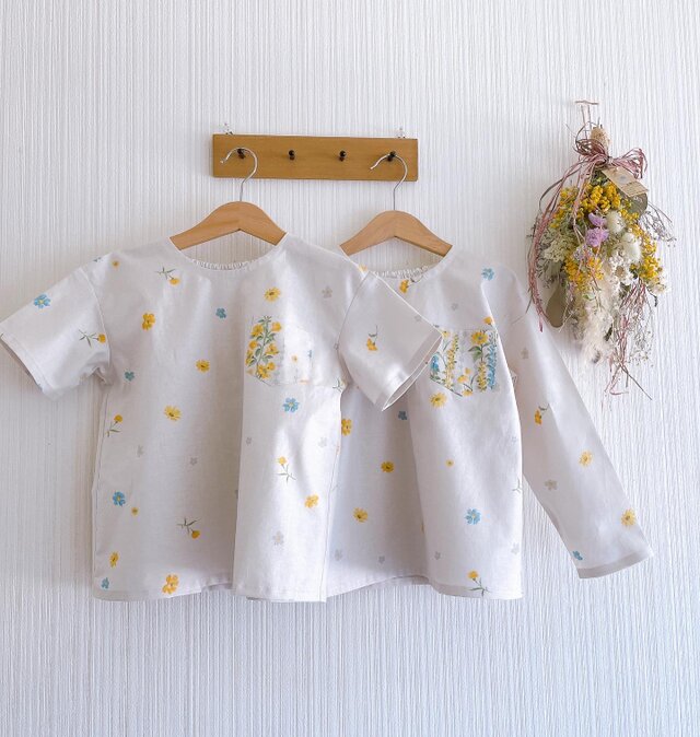 120cm 半袖 可愛いお花のギャザーワンピース | iichi ハンドメイド・クラフト作品・手仕事品の通販