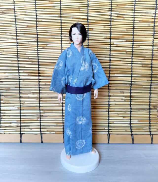 「青涼み…青藍」29cm男子ドール浴衣 | iichi ハンドメイド・クラフト作品・手仕事品の通販