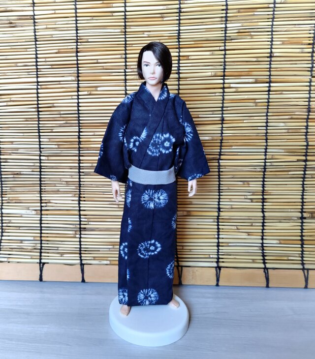 「青涼み…紺碧」29cm男子ドール浴衣 | iichi ハンドメイド・クラフト作品・手仕事品の通販