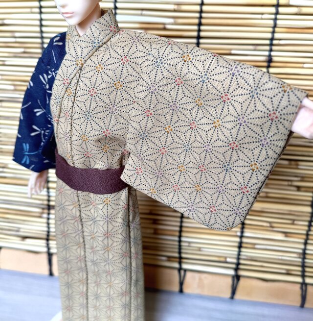 「麻の葉～夜に蜻蛉」28cm男子ドール浴衣 | iichi ハンドメイド・クラフト作品・手仕事品の通販