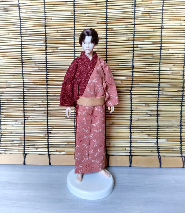 「赤-蜻蛉」28cm男子ドール浴衣 | iichi ハンドメイド・クラフト作品・手仕事品の通販