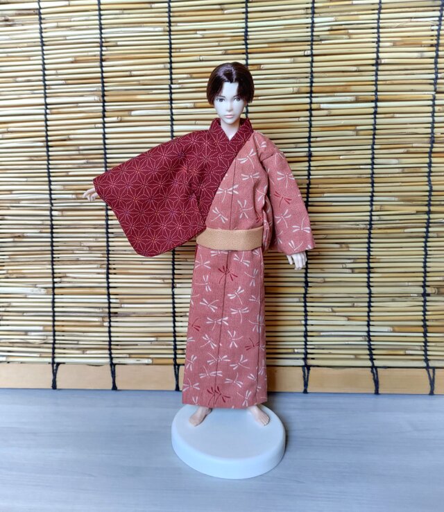 「赤-蜻蛉」28cm男子ドール浴衣 | iichi ハンドメイド・クラフト作品・手仕事品の通販