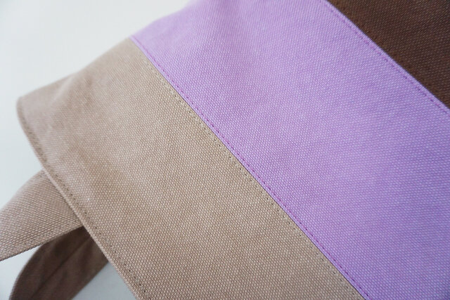 OVALTOTE - stripe -Ⅲ(M) / pinkbeige × lilac × brown | iichi ハンドメイド・クラフト作品・手仕事品の通販