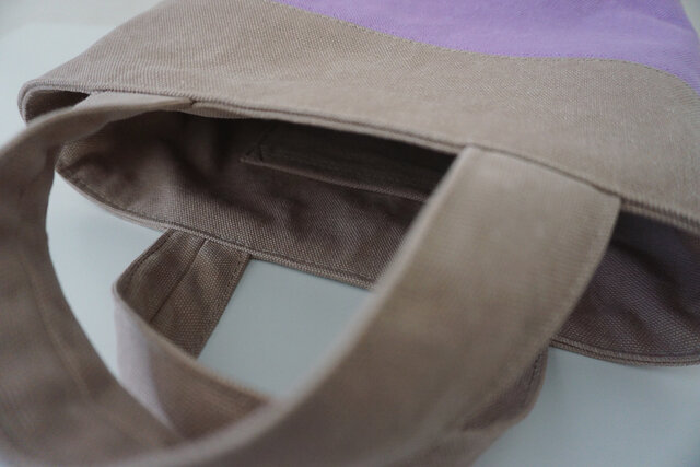 OVALTOTE - stripe -Ⅲ(M) / pinkbeige × lilac × brown | iichi ハンドメイド・クラフト作品・手仕事品の通販