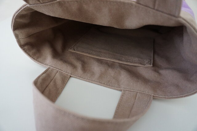 OVALTOTE - stripe -Ⅲ(M) / pinkbeige × lilac × brown | iichi ハンドメイド・クラフト作品・手仕事品の通販