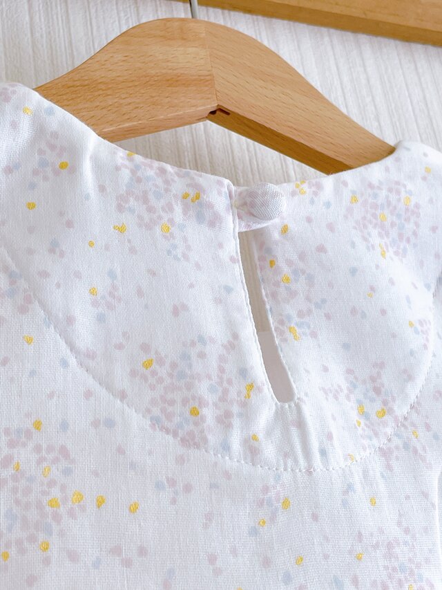 110cm 半袖 ダブルガーゼのギャザーワンピース ／ピンク | iichi ハンドメイド・クラフト作品・手仕事品の通販