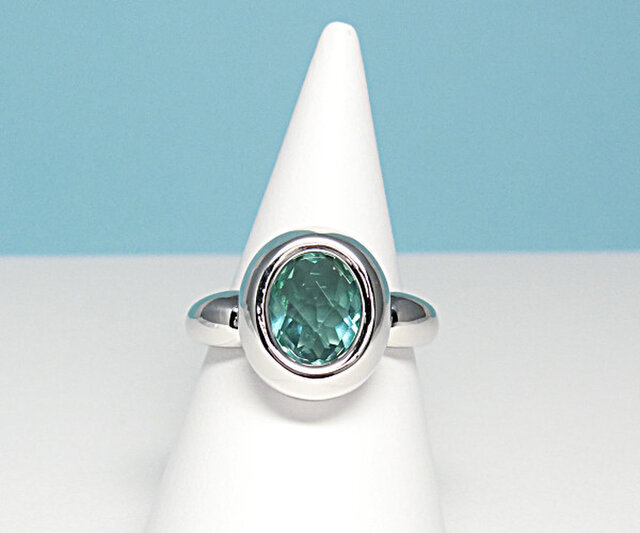 プラチナ製オーシャンブルー・クリスタルリング ：神秘の青…まるで最上級の パライバトルマリン 奇跡のように美しい‼ | iichi ...