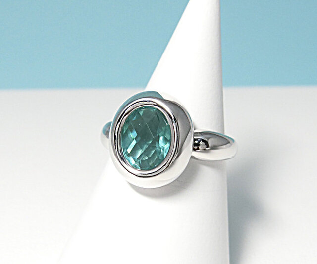 プラチナ製オーシャンブルー・クリスタルリング ：神秘の青…まるで最上級の パライバトルマリン 奇跡のように美しい‼ | iichi ...