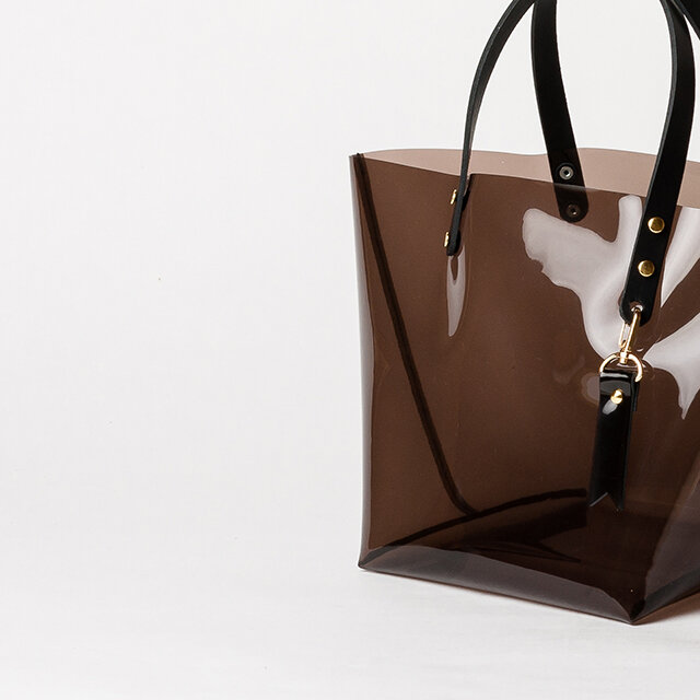 本革 ハンドル クリアー トート！ BLACK | iichi ハンドメイド・クラフト作品・手仕事品の通販
