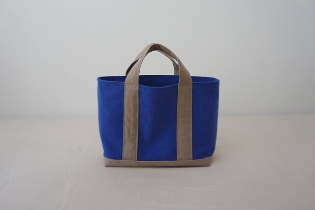 TOTE BAG -bicolor- (M) / royalblue × mushroom | iichi ハンドメイド・クラフト作品・手仕事品の通販