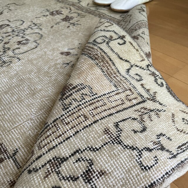 トルコヴィンテージラグ 柔らかミルクティー ブラウン メダリオン 109×208 | iichi ハンドメイド・クラフト作品・手仕事品の通販