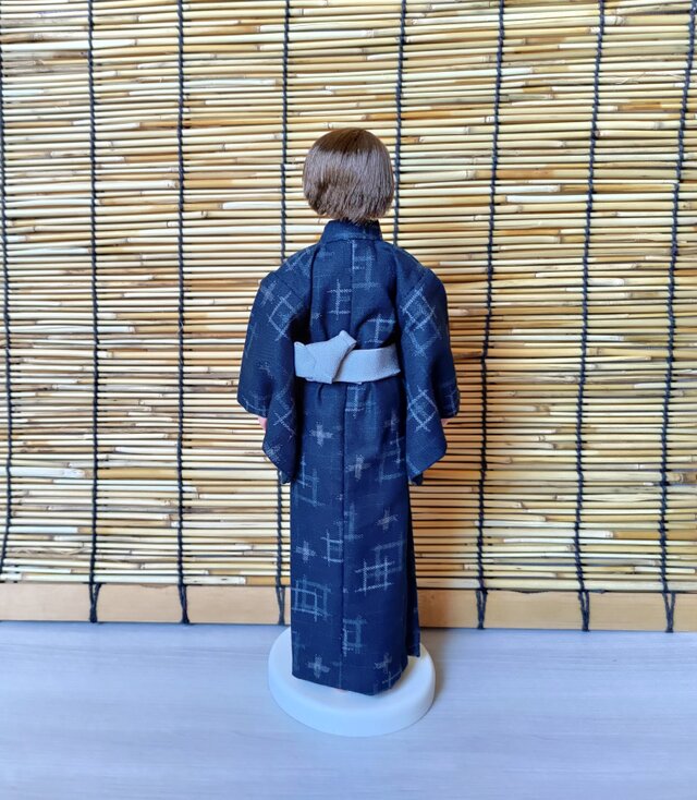 「井桁-igeta-〈紺navy〉」28cm男子ドール浴衣 | iichi ハンドメイド・クラフト作品・手仕事品の通販
