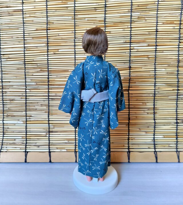 「トンボ舞う…青」28cm男子ドール浴衣 | iichi ハンドメイド・クラフト作品・手仕事品の通販