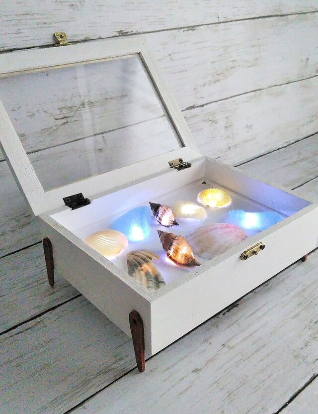 きらめく貝殻がつまった小函～SHELL LIGHT BOX | iichi ハンドメイド・クラフト作品・手仕事品の通販