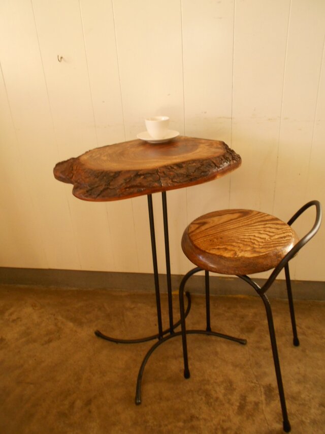 けやきアイアンカフェテーブルイスセット07-16 | iichi ハンドメイド・クラフト作品・手仕事品の通販