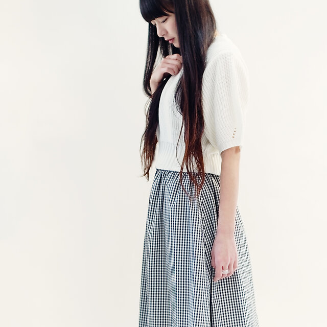★サンプルSALE・30％OFF★ 黒×白 ギンガムチェック ロングスカート GINGHAM-SAMPLE-BLACK-B | iichi ハンドメイド・クラフト作品・手仕事品の通販