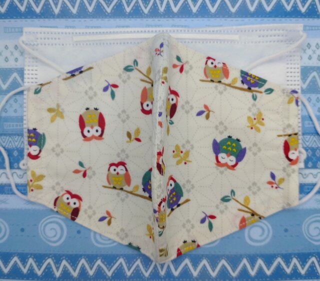う332 和風ふくろう☆立体マスク | iichi ハンドメイド・クラフト作品・手仕事品の通販