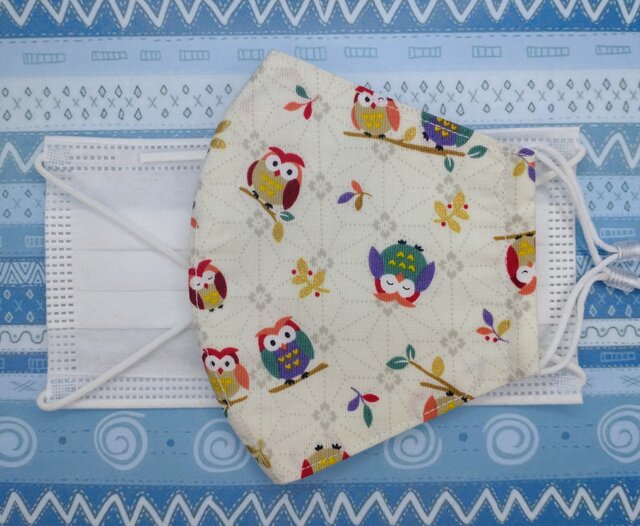う332 和風ふくろう☆立体マスク | iichi ハンドメイド・クラフト作品・手仕事品の通販