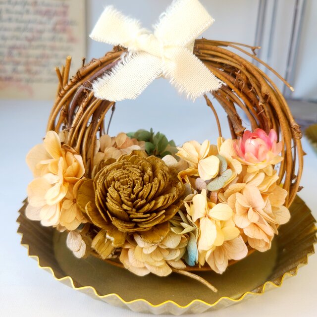 【standwreath】medium ソーラーローズ ナチュラルスタンドリース アンティーク ボタニカル | iichi ハンドメイド・クラフト作品・手仕事品の通販