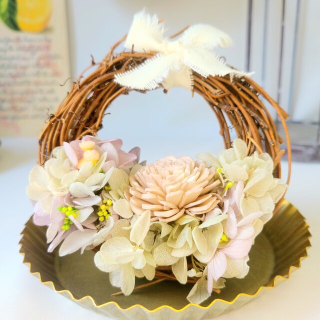 【standwreath】×【greige】medium ナチュラルスタンドリース アンティーク ボタニカル | iichi ハンドメイド・クラフト作品・手仕事品の通販