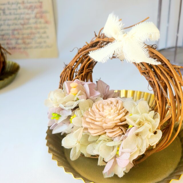 【standwreath】×【greige】medium ナチュラルスタンドリース アンティーク ボタニカル | iichi ハンドメイド・クラフト作品・手仕事品の通販